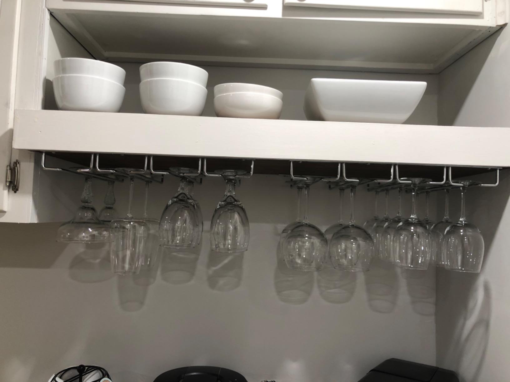 Amazon.com: Wallniture Pinot Wine Glass Rack Under Cabinet 17 ...