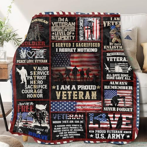 Amazon.com: Veteran Blanket, Gift for Veteran Proud Patriotic Blanket ...