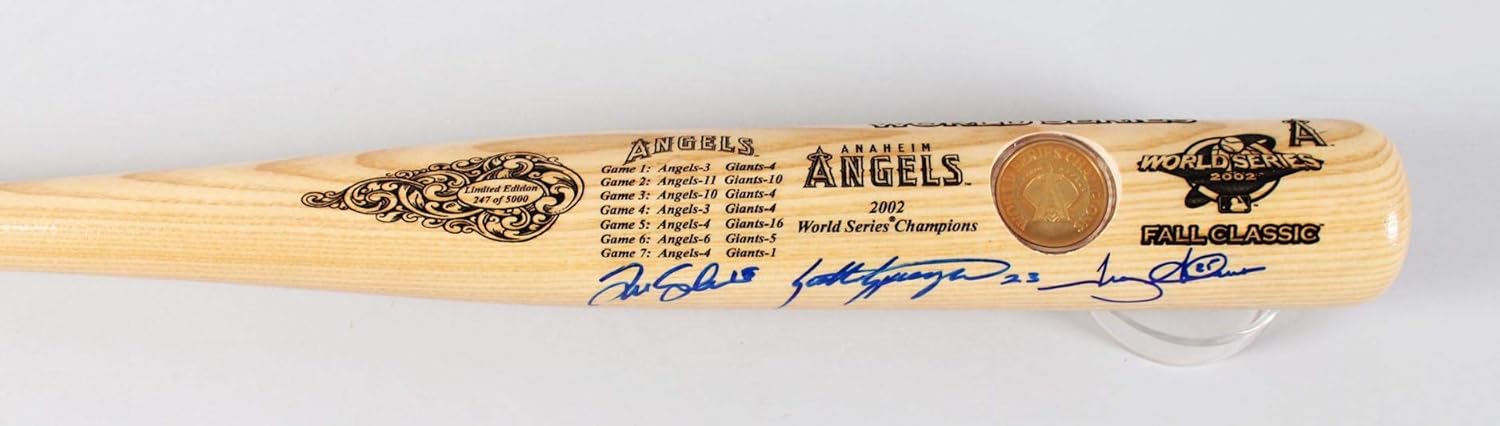 2002 World Series Tim Salmon Signed Baseball Bat w/Scott Spiezio, Troy ...