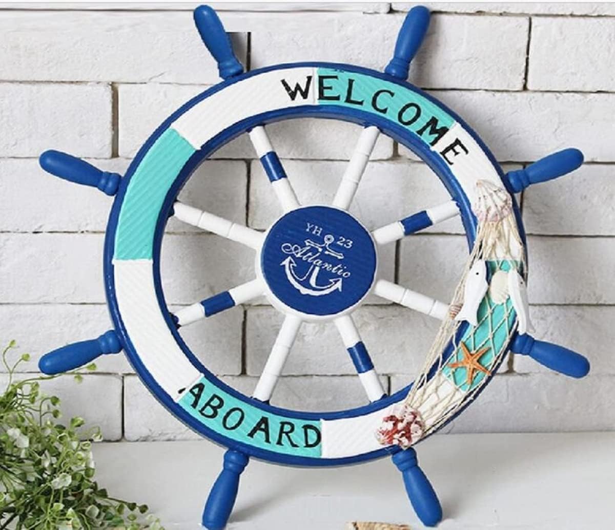 Amazon.com: Boat Steering Wheel Decor - 11 Inch Wooden Rudder Wall ...