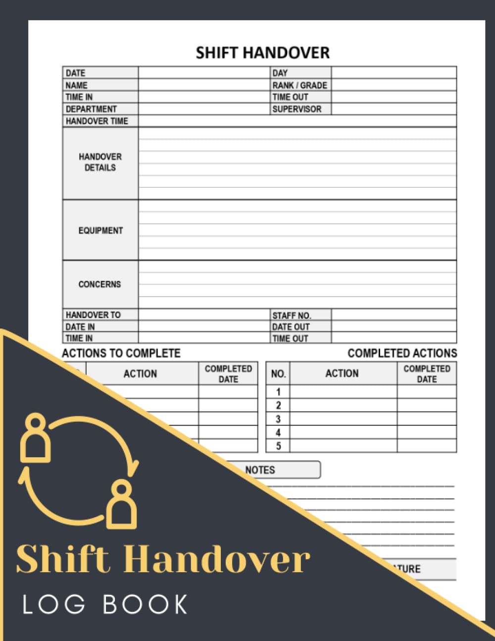 Shift Handover Log Book: Daily Shift Handover Organizer for Recording ...