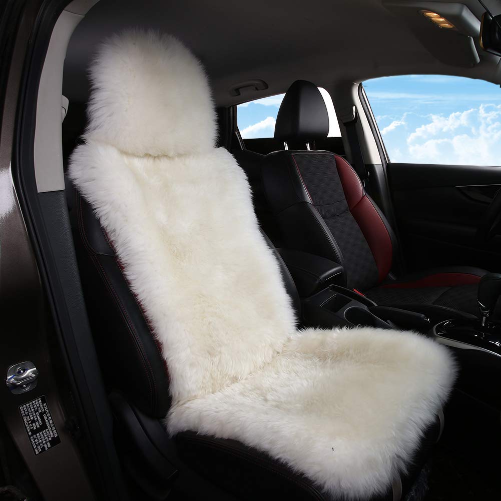 Amazon.com: OGLAND Sheepskin Fur Car Seat Covers, Universal Size ...