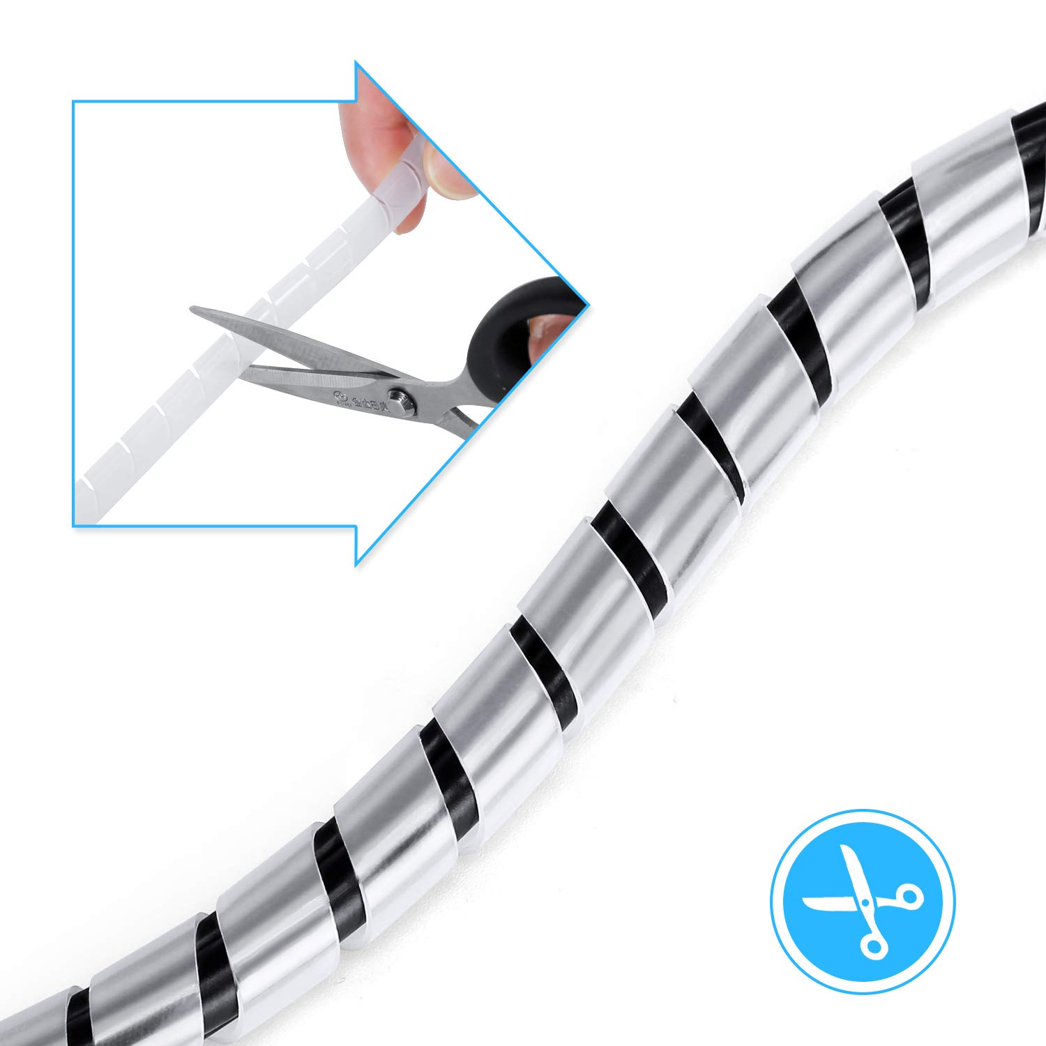 MOSOTECH Cable Management System, 2 x 17ft Cable Tidy Spiral Wrap + 1 x ...