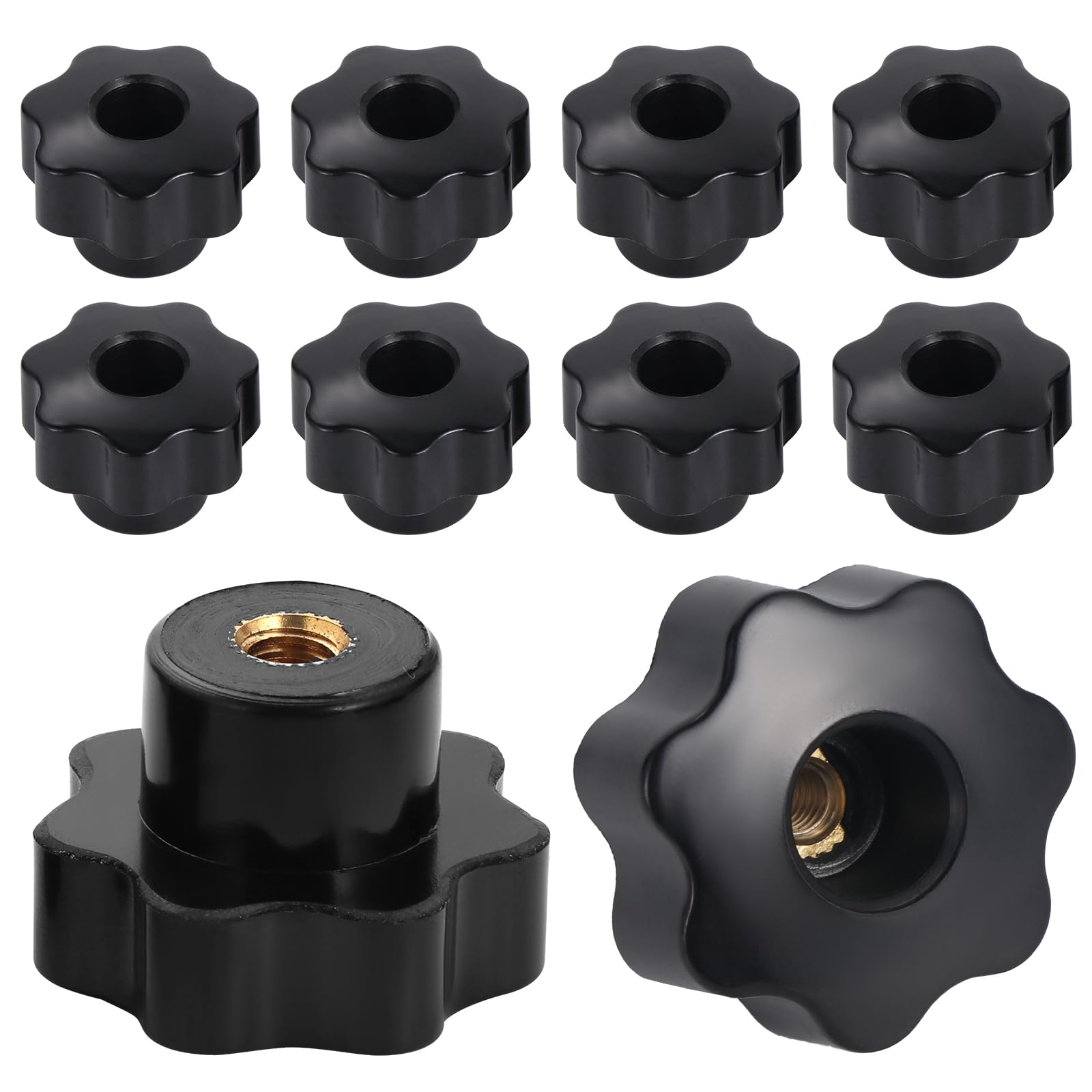 Amazon.com: OCR 10Pcs 7 Star Through Hole Knob M6 Knurled Thread ...