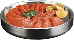 Stainless Steel Chilled Serving Tray with Ice Chamber - Silver Platter ...