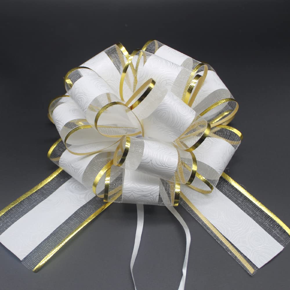 Amazon.com: 6 Pcs Large Pull Bows,White Gift Bow,6 inches Pattern Series,Party Birthday Holiday ...