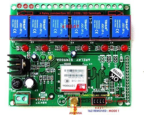 GSM Relay Control ON / OFF 6 loads by using Mobile phone by SMS Call ...