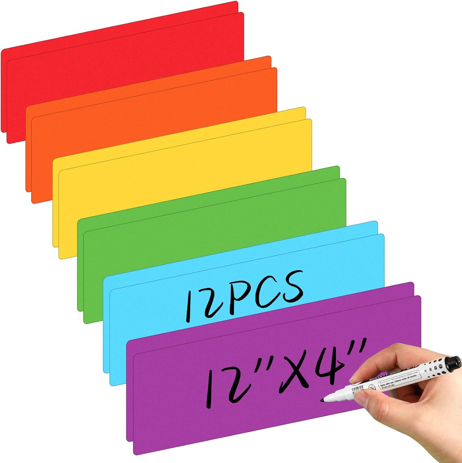 Janlaugh 12 Pcs Large Magnetic Dry Erase Labels for Classroom, 12 x 4 ...