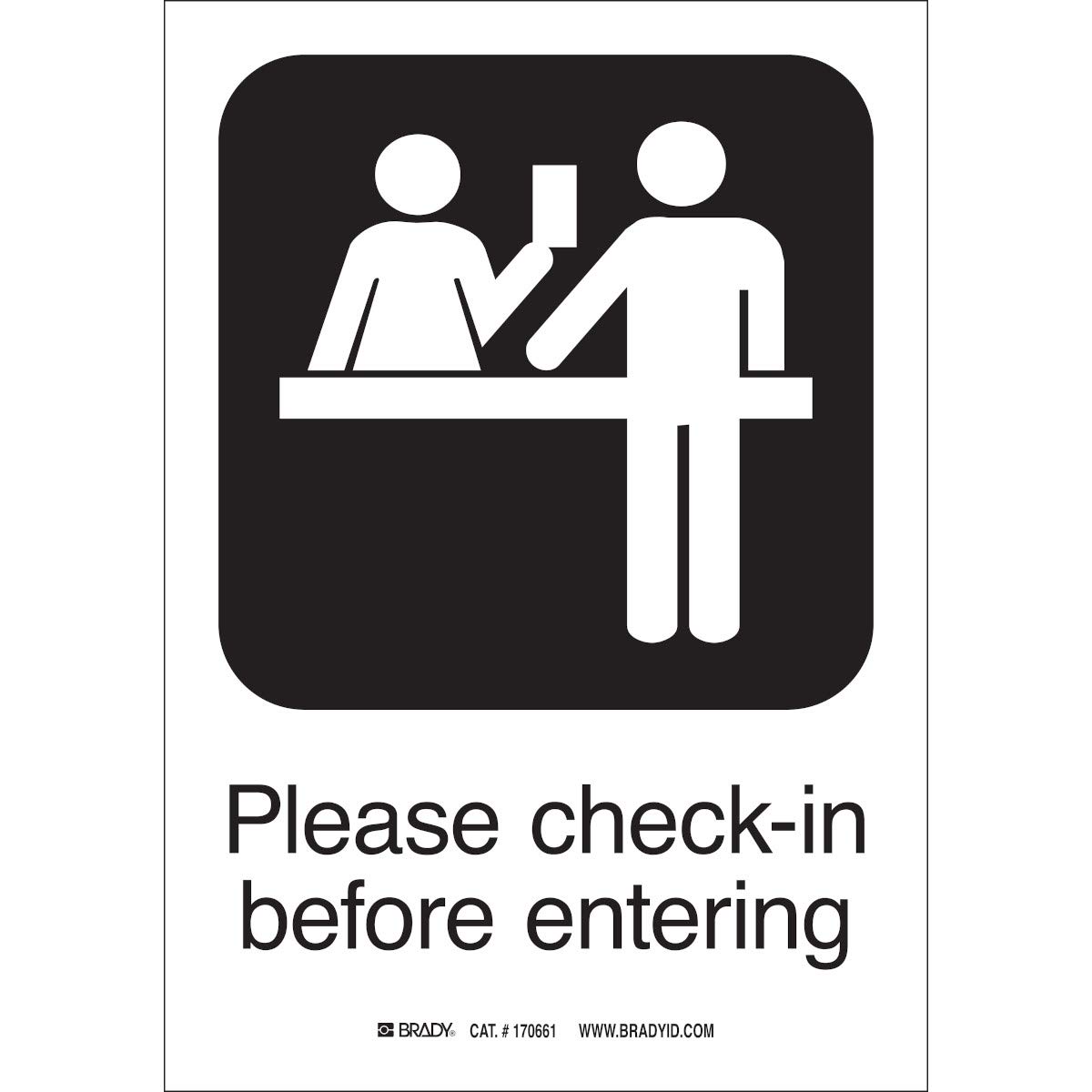 Please Check in Sign Polystyrene 10 in H X 7 in W Black On White ...