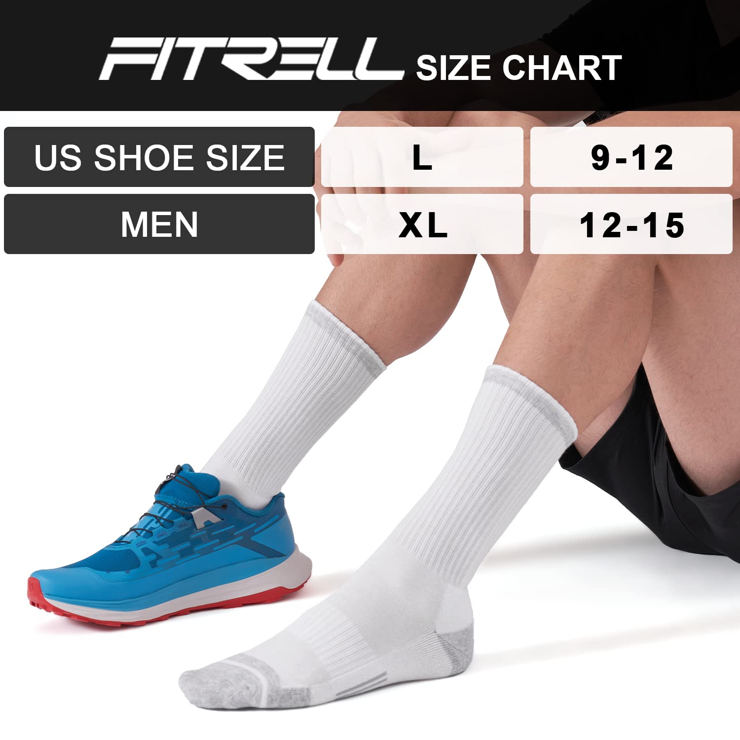Snapklik.com : FITRELL 6 Pack Mens Athletic Crew Socks Cushioned Work ...