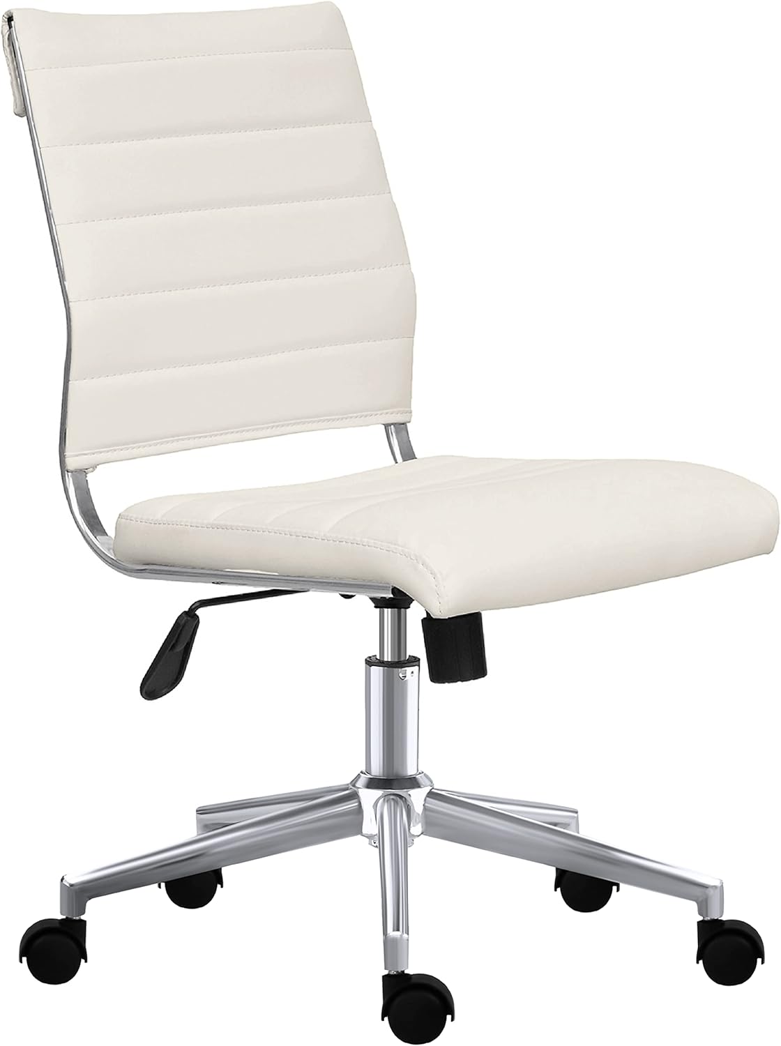 Amazon.com: 2xhome Modern Office Desk Chair Mid Back Ribbed PU Leather ...