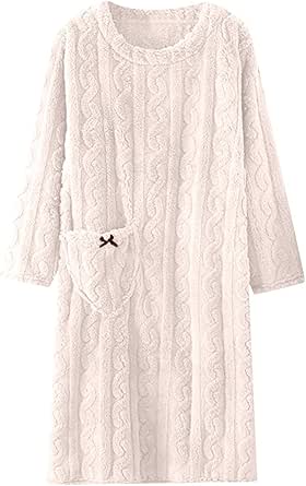 HGps8w Women's Jacquard Flannel Nightgown, Fuzzy Fleece Cozy Plush Warm ...