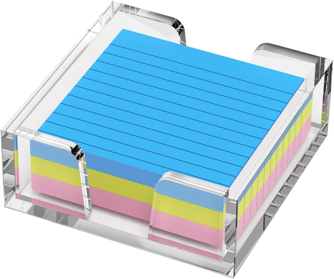 Amazon.com : Acrylic Sticky Note Holder Memo Holder 3.9” x 3.9”x 2.4 ...