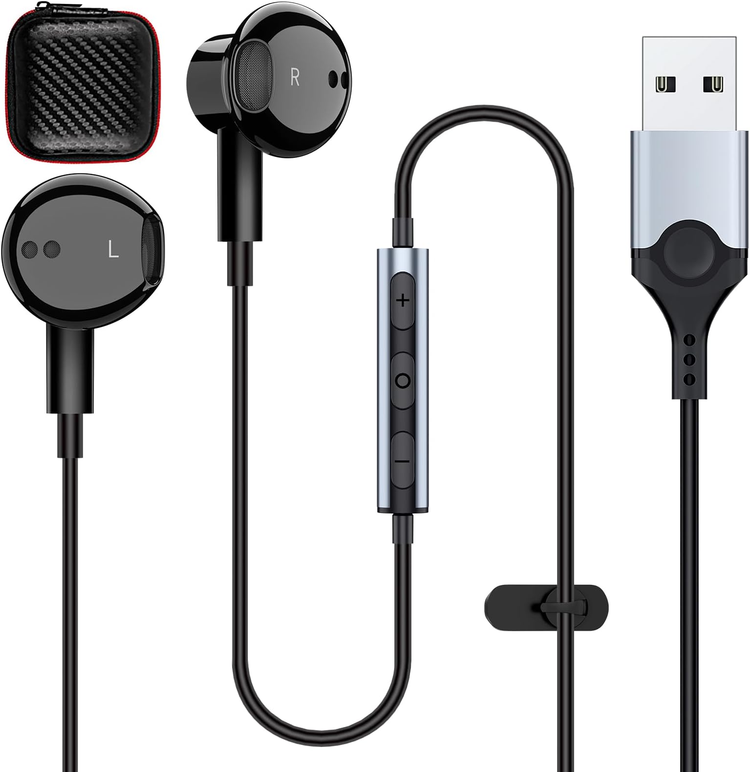 Amazon.com: USB Earbuds with Microphone for PC, USB Headset with Mic ...