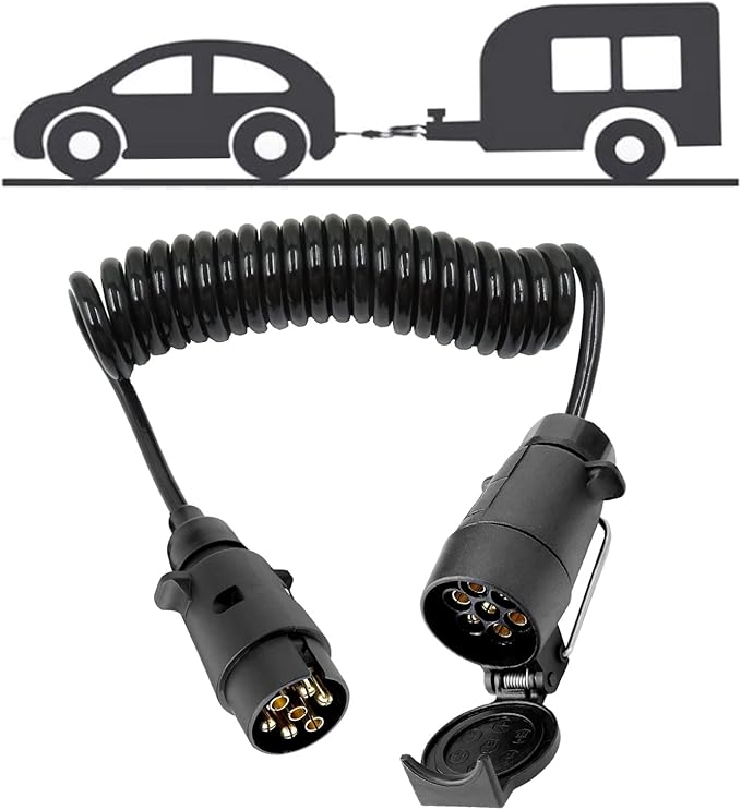 Techfection 3M 7 Pin Trailer Extension Coiled Cable with Trailer ...