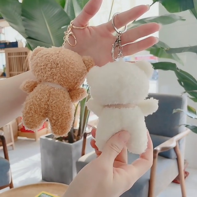 Watch 2Pcs Cute Plush Bears Keychain Keyring Pendant on Amazon Live