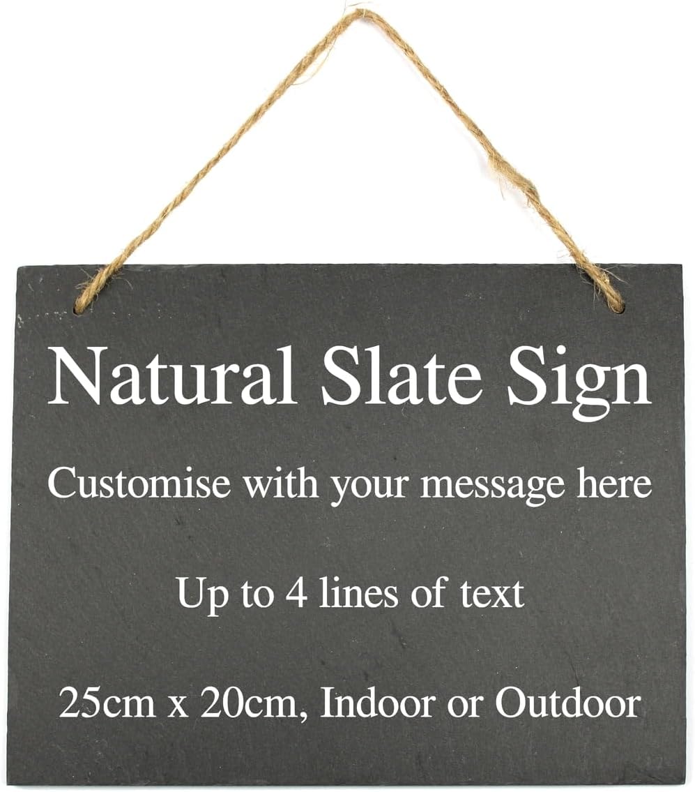 Personalised Large Hanging Slate Plaque/Sign - 25x20cm - Garden, Shed ...