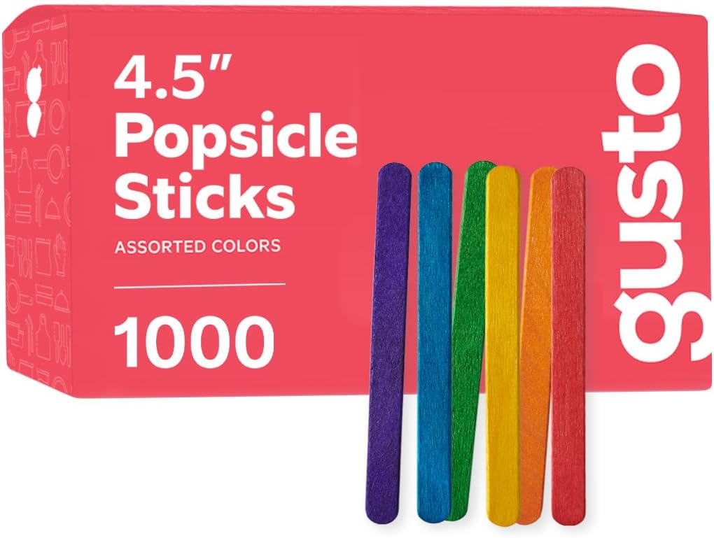 Amazon.com: Gusto [1000 Count] 4.5 Inch Colored Popsicle Sticks for ...