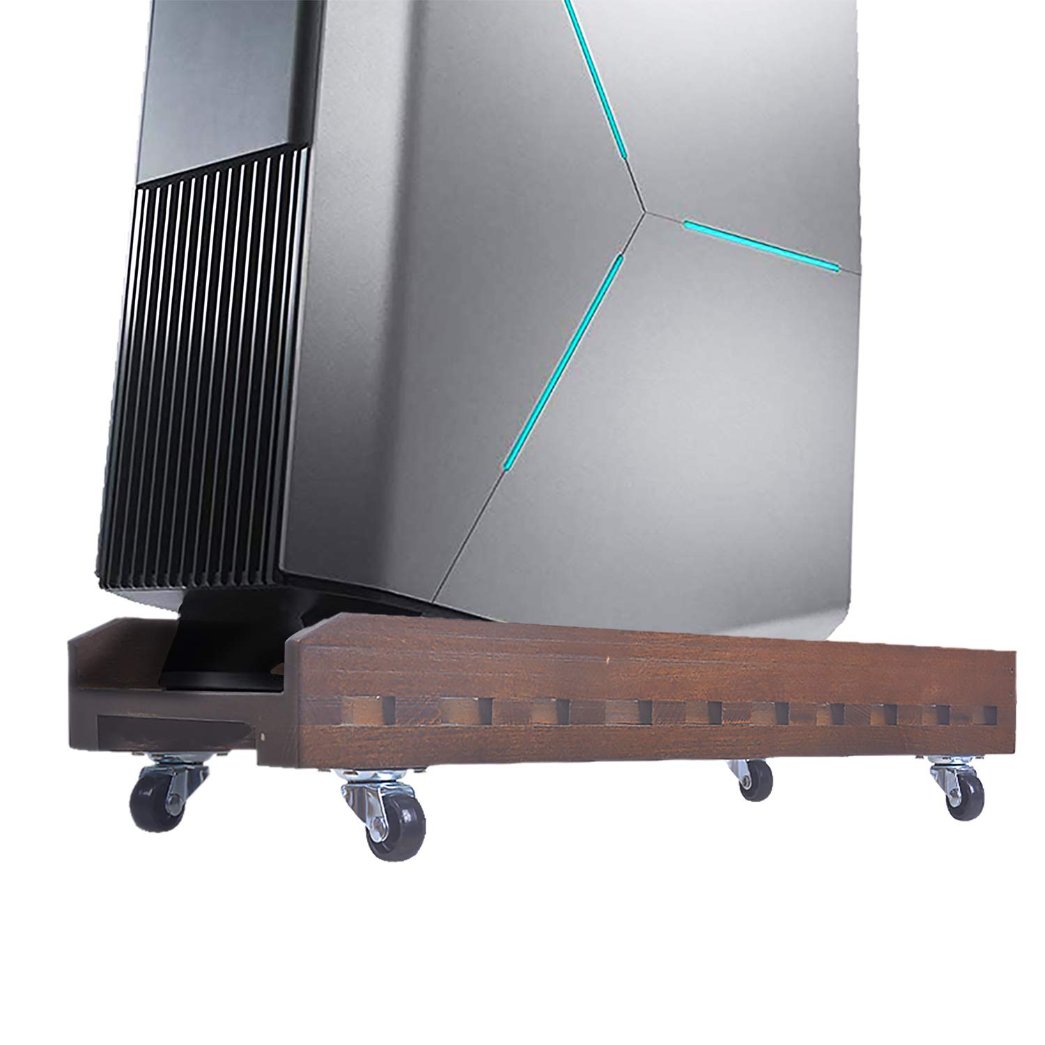 Rancco CPU Stand Mobile PC Cart Holder with Steel Caster, Solid Wood ...