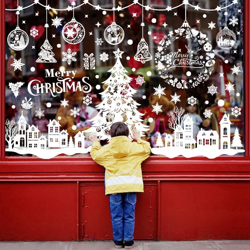 heekpek Christmas Window Stickers 244 Pcs Large Xmas Window Stickers ...