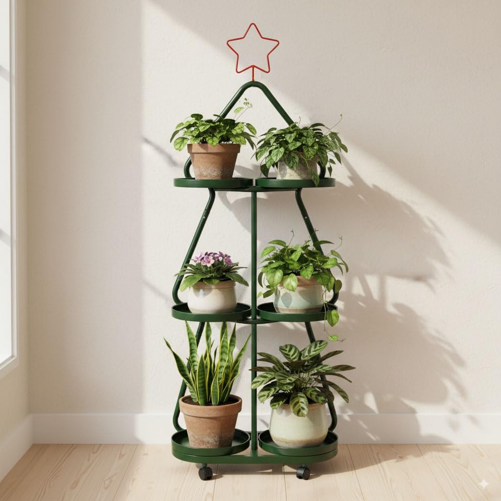 Amazon.com: Cossaboom Retro 3-Tier Wrought Iron Plant Stand with Wheels ...