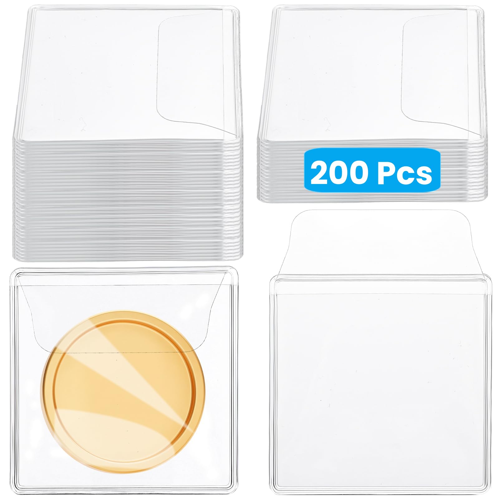 Amazon.com : 200 Pcs Single Pocket Coin Sleeves, Single Pocket Coin ...