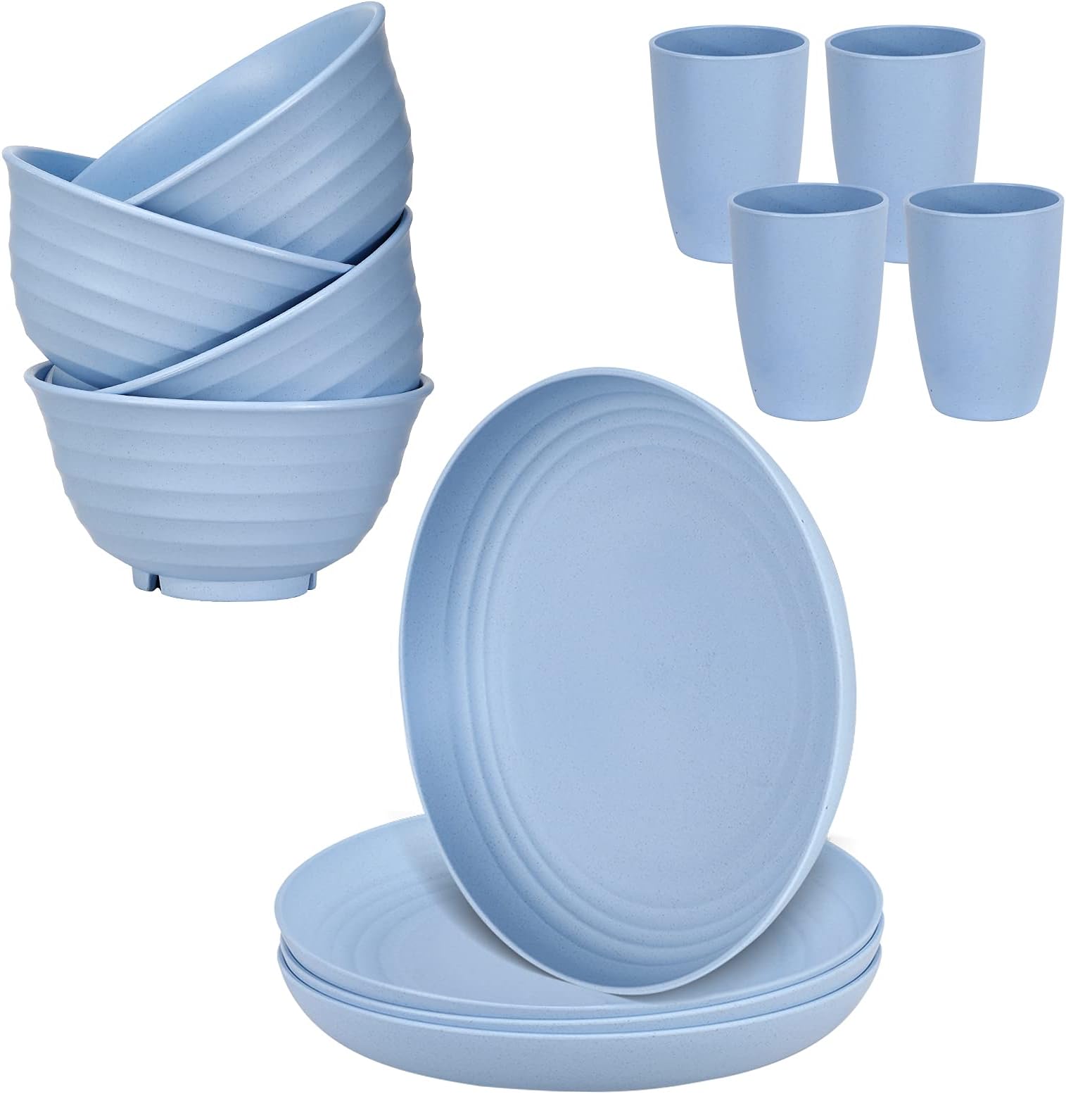 Amazon.com: FULANDL 14Pcs Dinnerware Sets, Lightweight Healthy Plates ...
