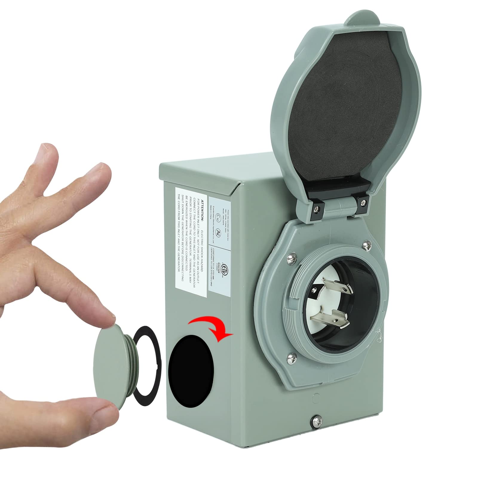 Buy STMGW 30 Amp 125 Volt RV Power Inlet Box, NEMA L5-30 3-Prong Power ...