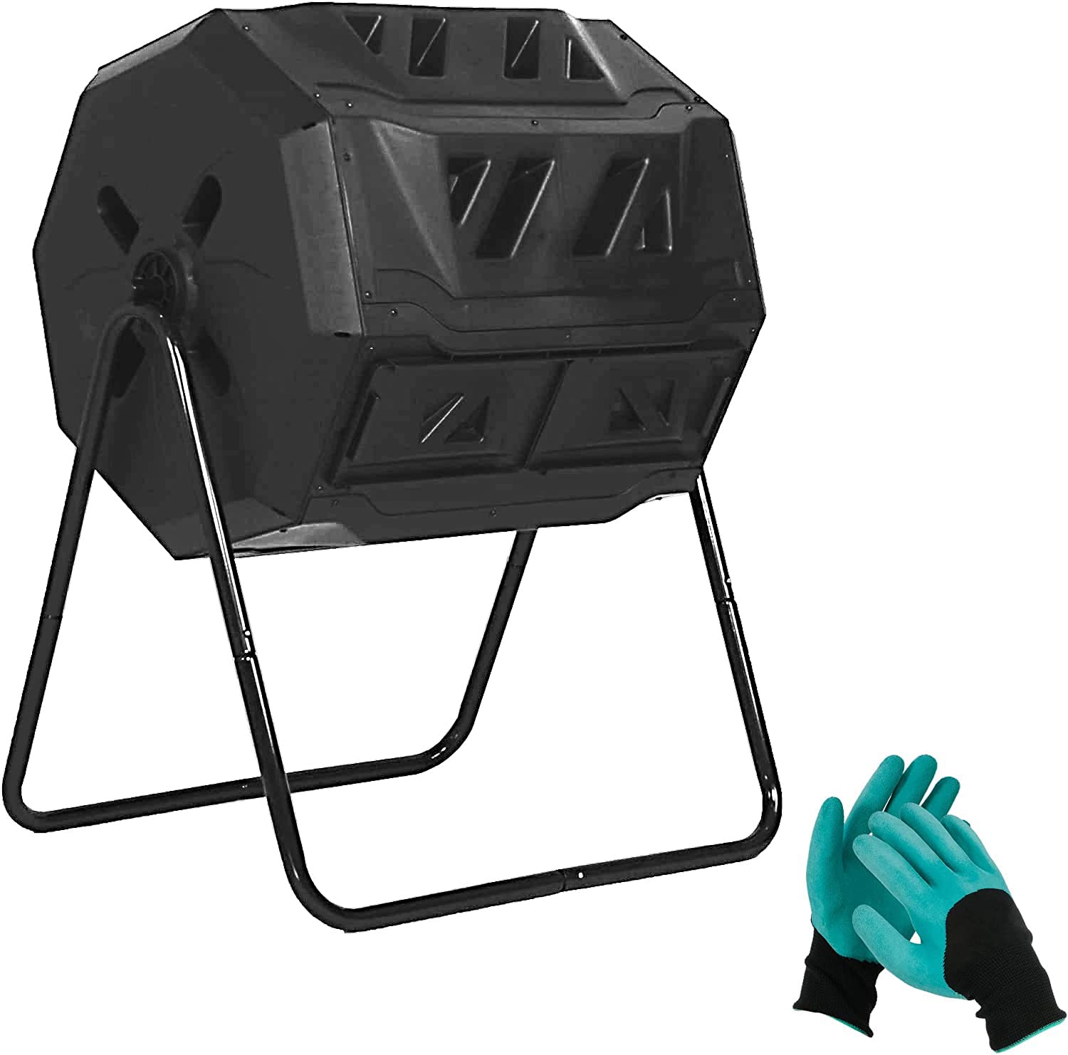 Amazon.com : TRY & DO Dual Chamber Compost Tumbler, Outdoor Tumbling ...