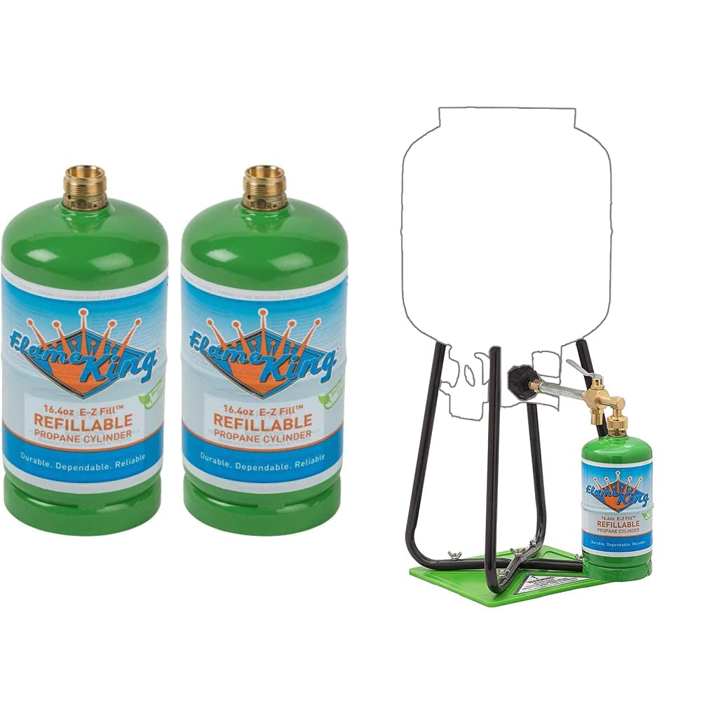 Amazon.com: Flame King Refillable 1LB Empty Propane Cylinder Tanks (2 ...