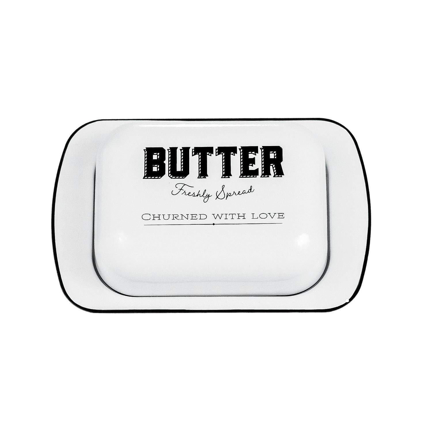 Amazon.com | Amici Home Country Cottage Metal Butter Dish | White ...