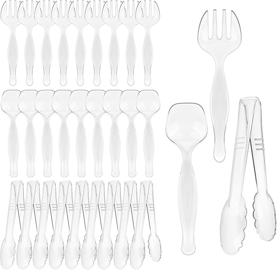 Amazon.com | ZLMTZDJD 30 Pcs Clear Plastic Serving Utensils Set ...