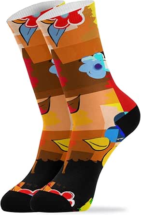 Amazon.com: Cute Long Socks Colorful Art Block Flower Doodle Comfy ...
