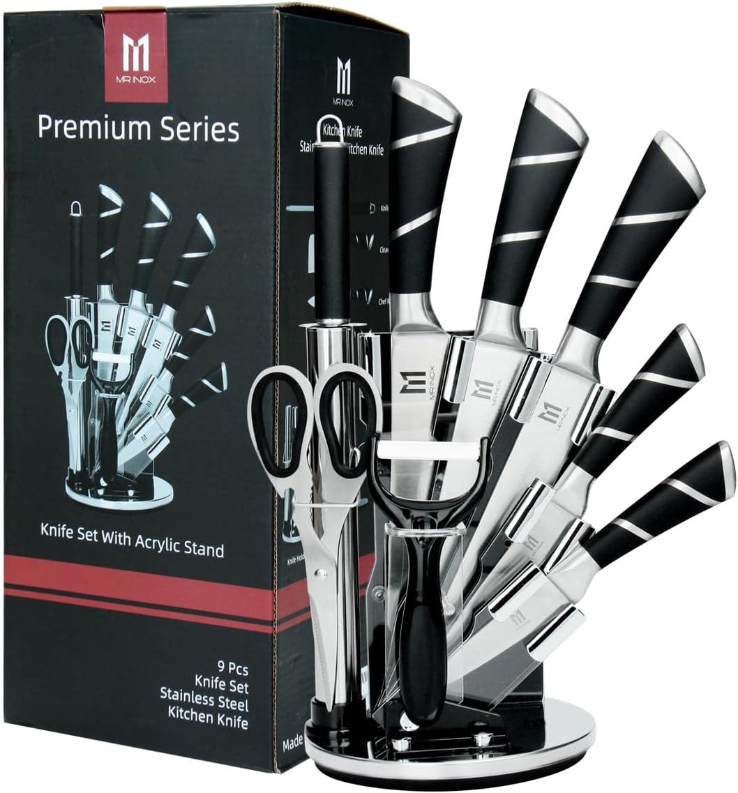 Amazon.com: MR INOX Knife Set, 9 Pieces Knife Set with Acrylic Stand ...