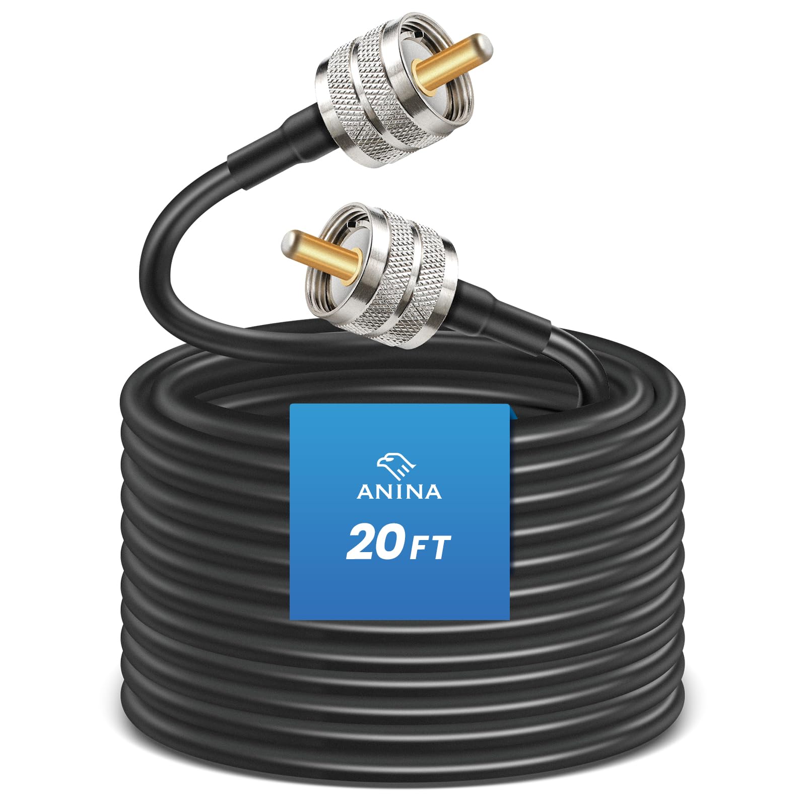 Amazon.com: Anina CB Coax Cable 20FT RG58 PL259 UHF Male to UHF Male ...
