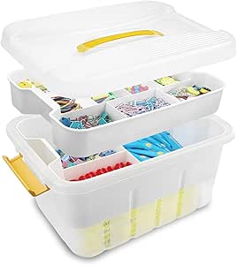 Amazon.com: 3-Tier 12 QT Plastic Craft Storage Containers with 2 ...