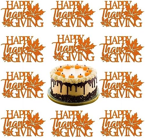 Amazon.com: 24 PCS Happy Thanksgiving Cupcake Toppers with Glitter ...