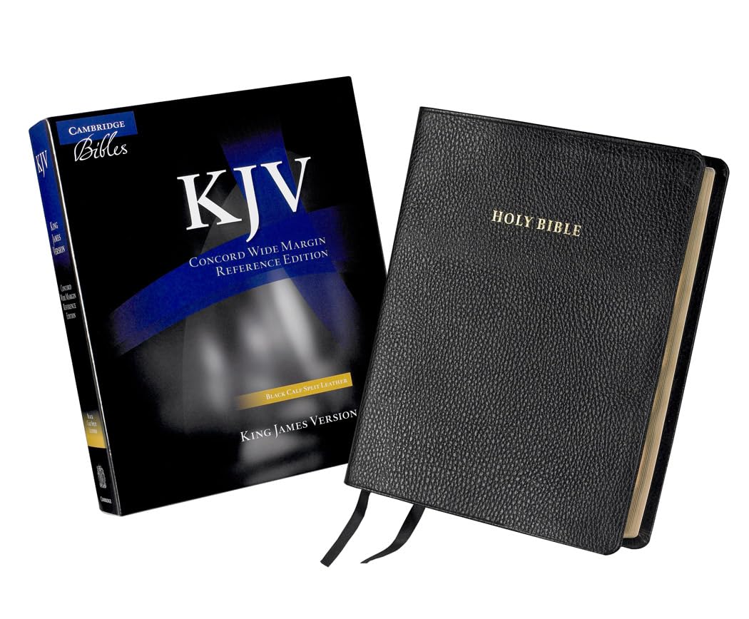 KJV Concord Wide Margin Reference Bible, Black Calf Split Leather ...