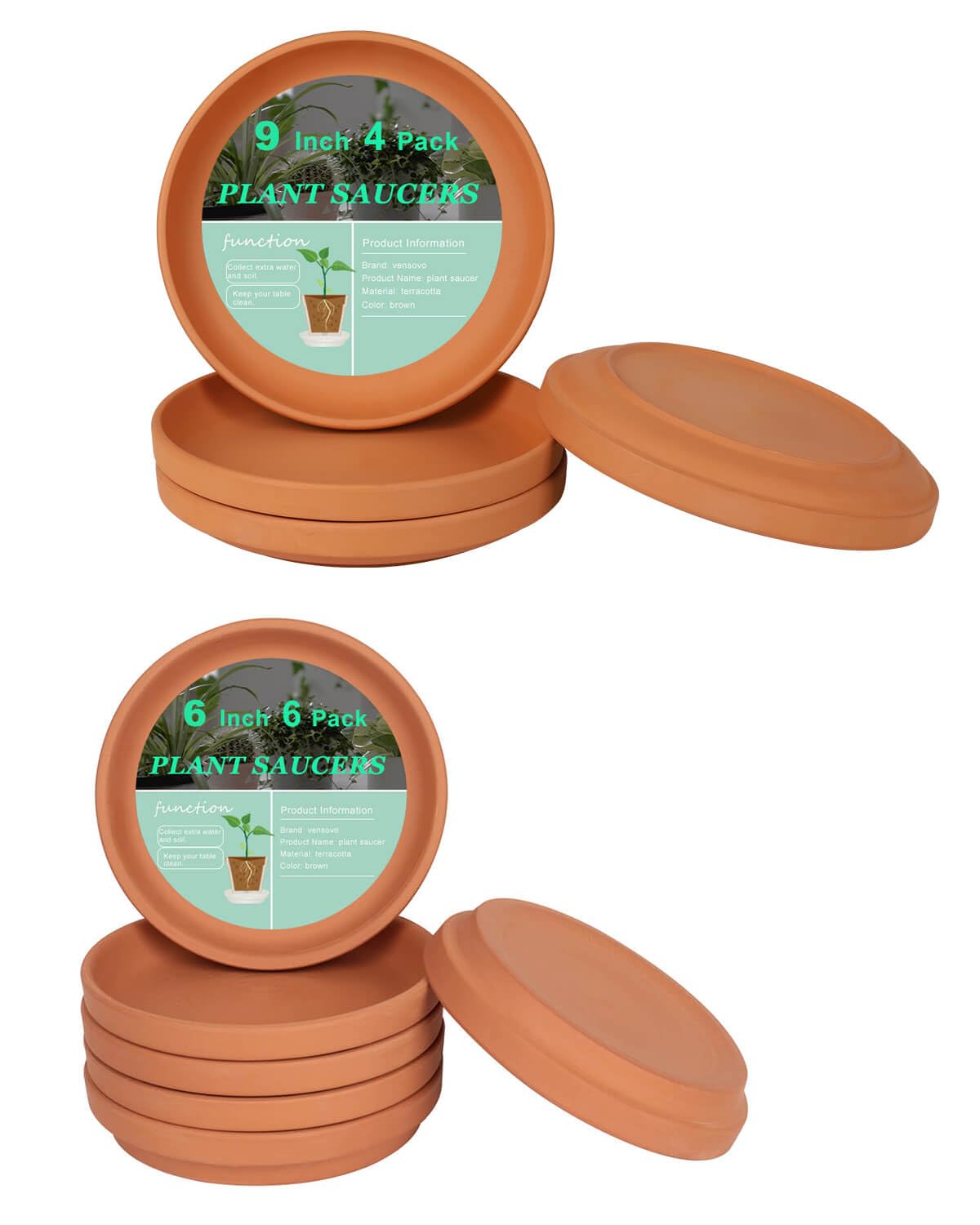 Amazon.com : vensovo 6 Inch Terracotta Saucer and 9 Inch Terracotta Pot ...