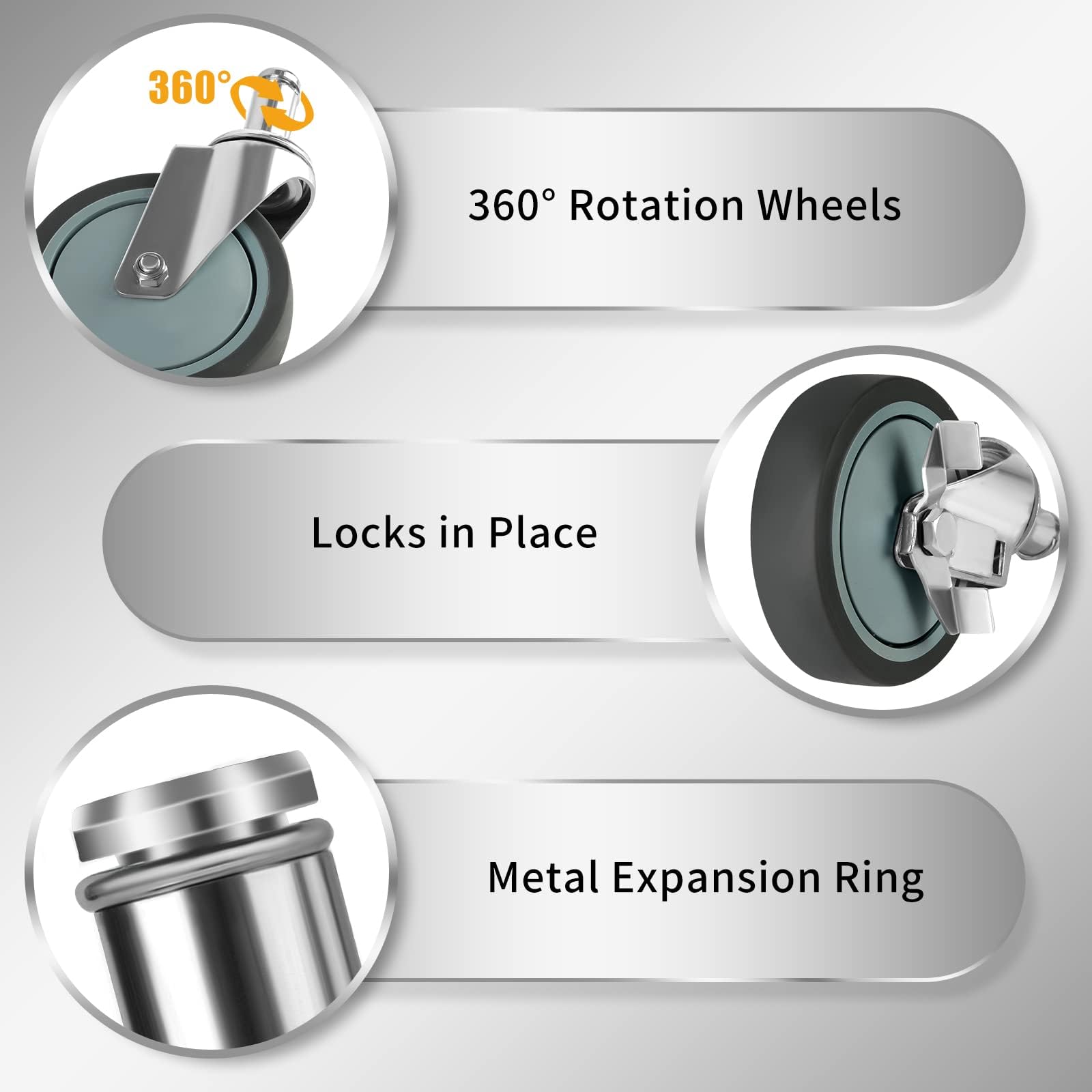 Snapklik.com : Besitu 4 Inches Casters For Wire Shelving Racks, Heavy ...