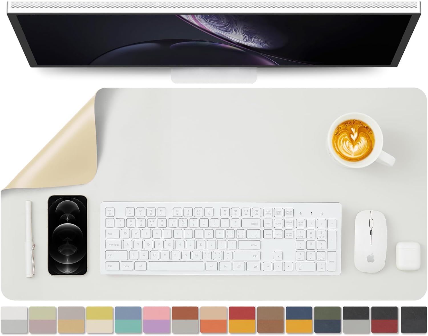 Amazon.com: Dual Sided Leather Desk Mat - Waterproof Desk Pad for ...