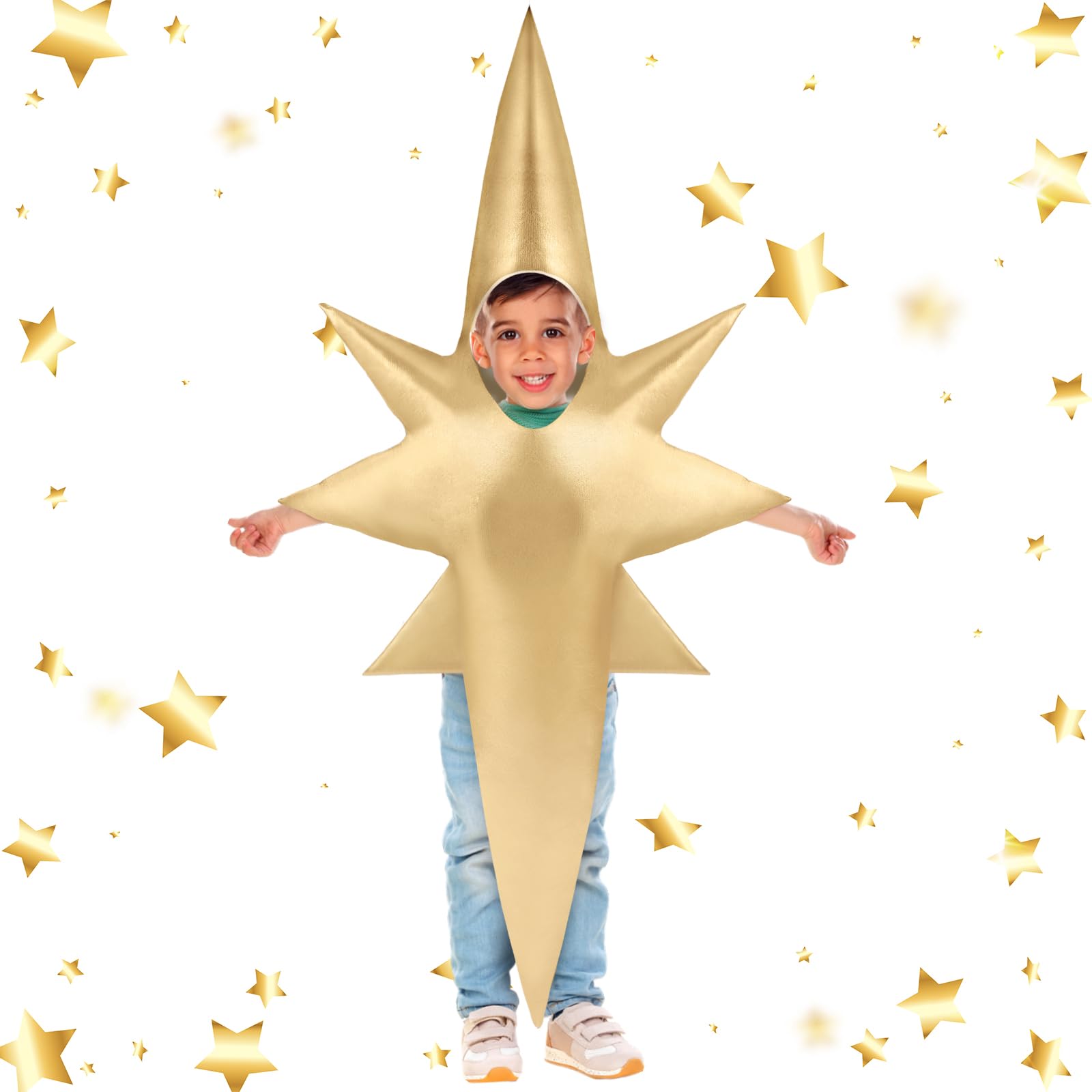 Amazon.com: Xtinmee Gold Star Shaped Costume Star Costume Kids Nativity ...