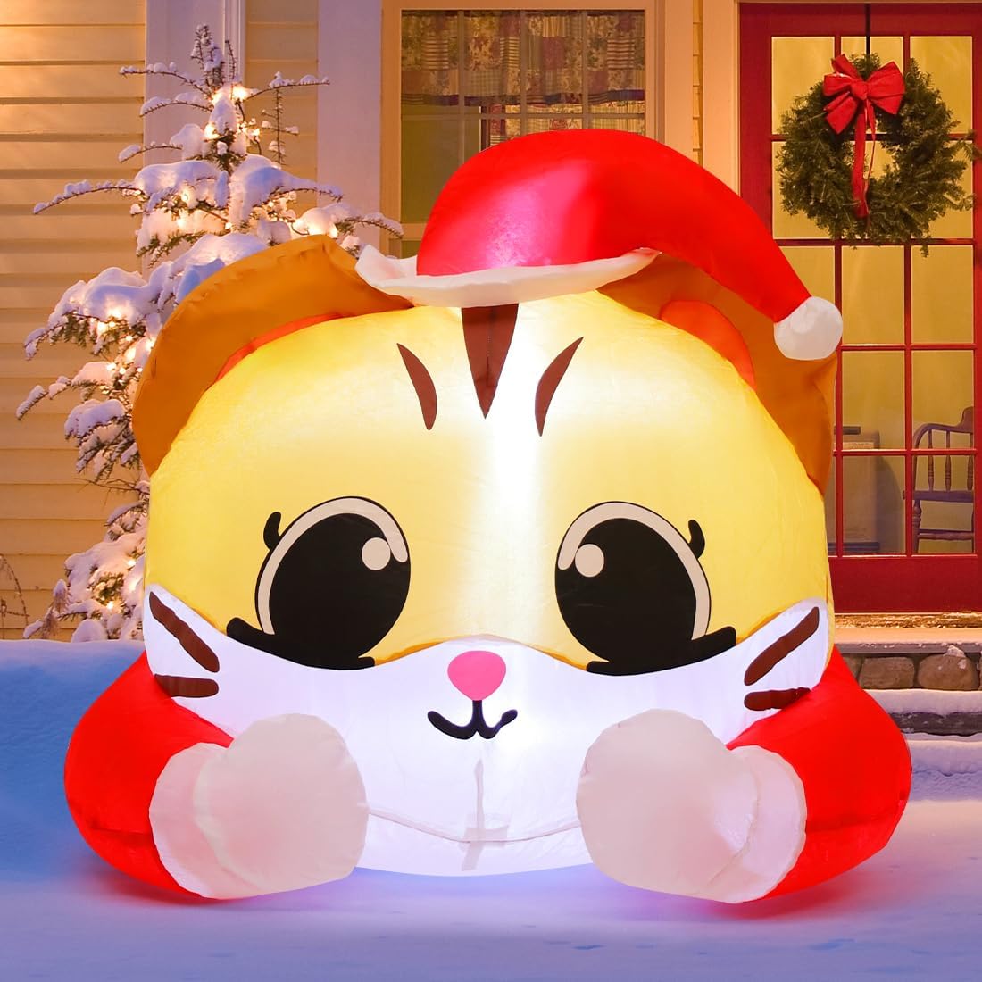 Amazon.com: GOOSH 5 FT Christmas Cat Inflatables with Built-in LEDs for ...