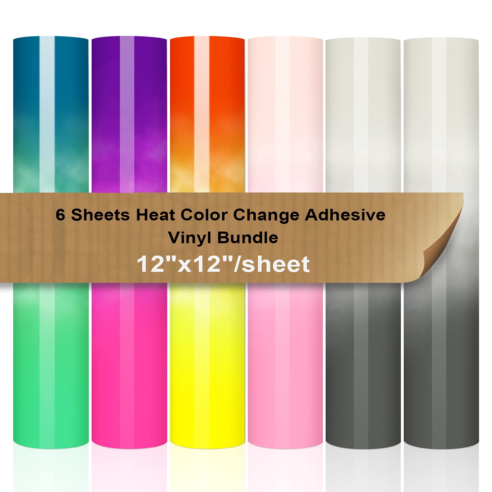 VINYL FROG Heat Color Changing Adhesive Vinyl 6 Sheets Pack 12"x12 ...