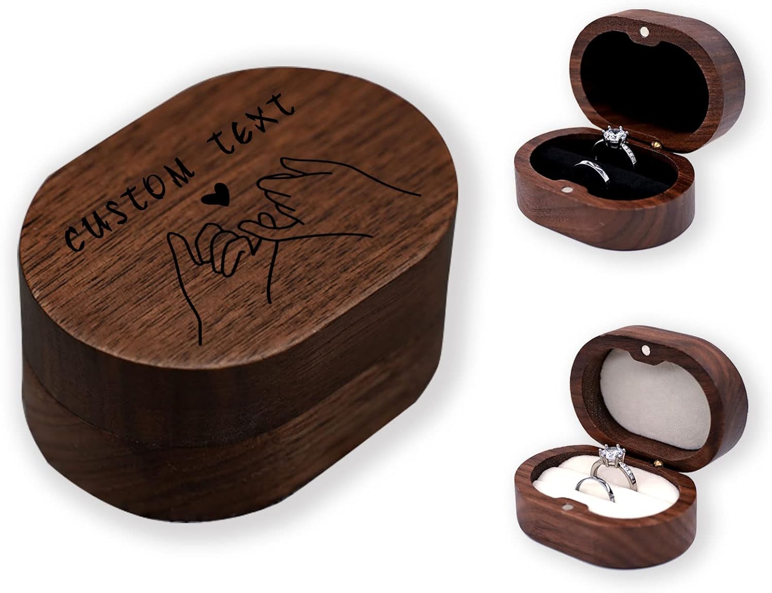 Amazon.com: LAIFU Custom Wooden Ring Box Personalized Walnut Wood ...
