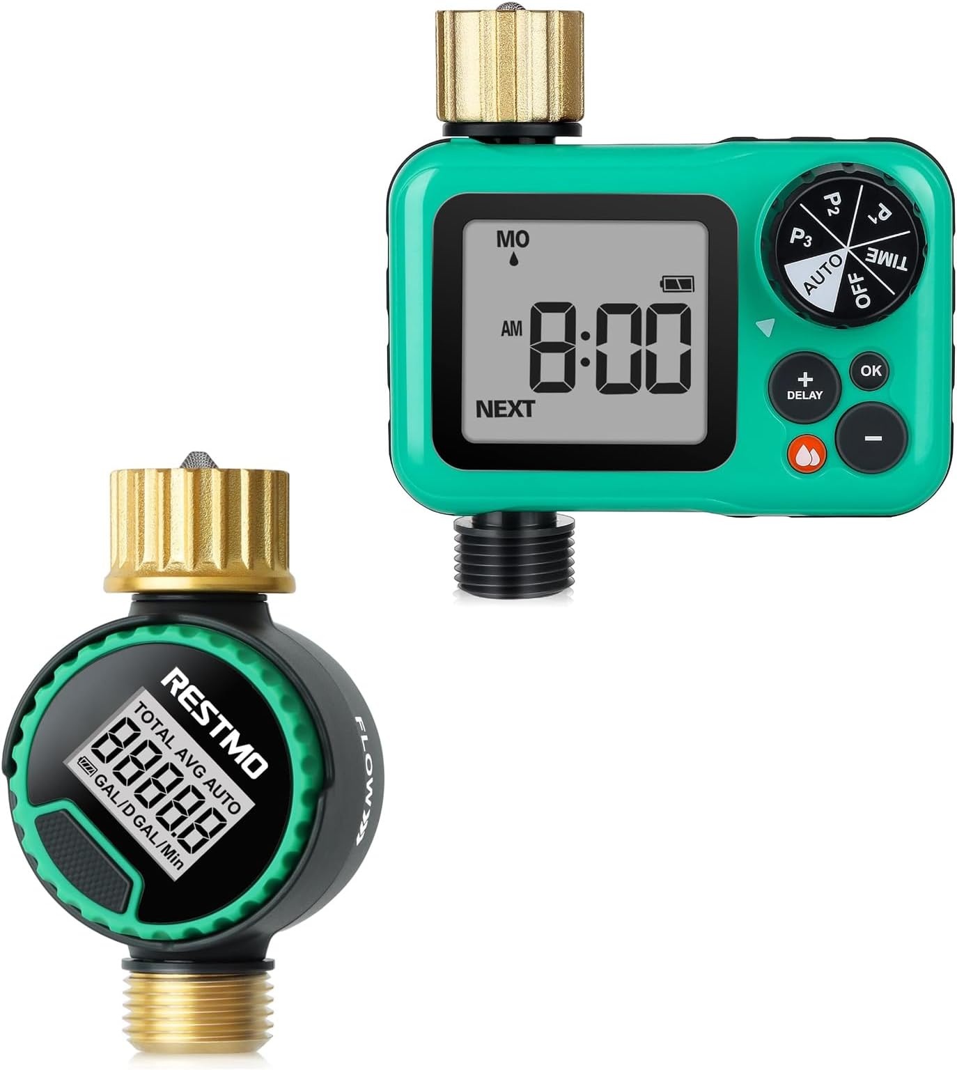 Amazon.com : RESTMO Water Flow Meter with 360° Rotatable Control Panel ...