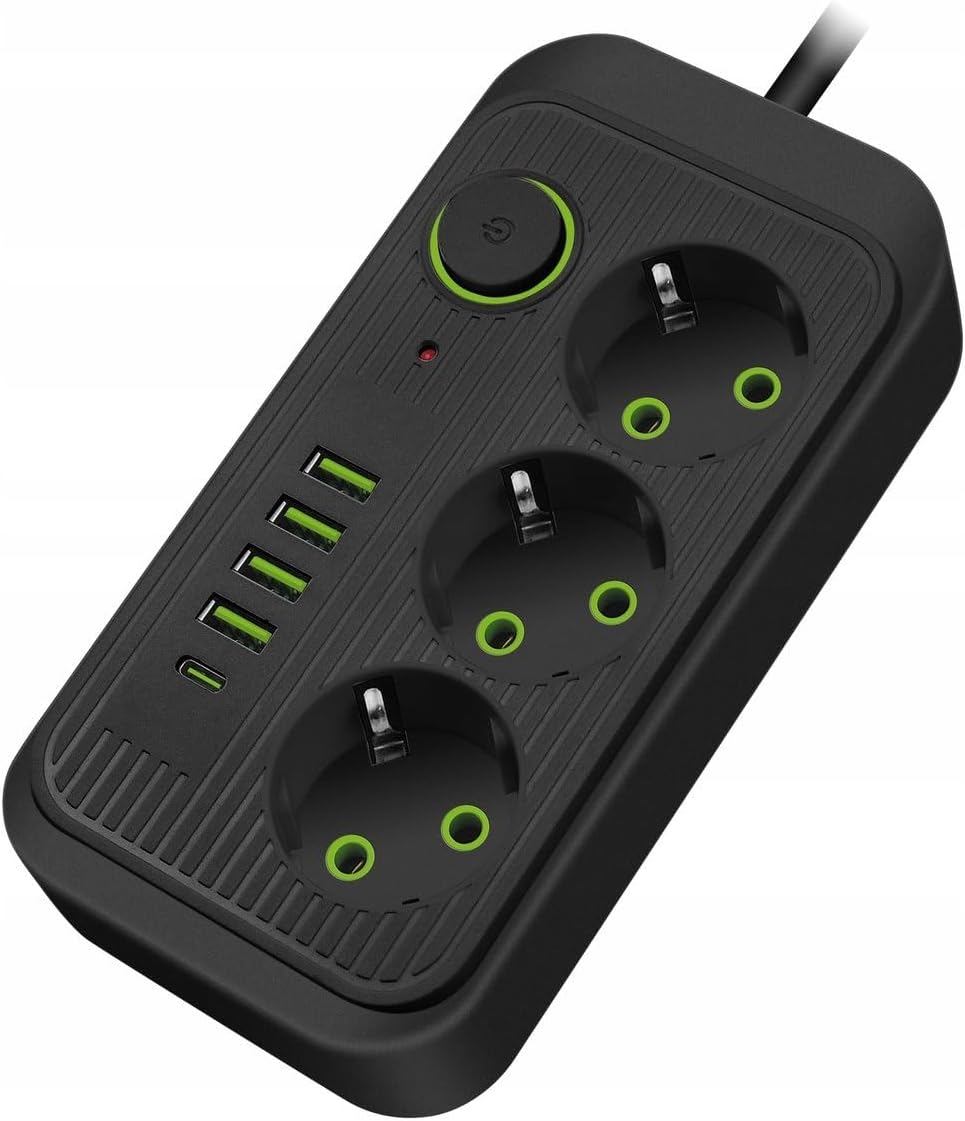 Techmore Akım Korumalı Grup Priz, 3’lü 1.5 Metre Kablolu, 4 Usb’li ...