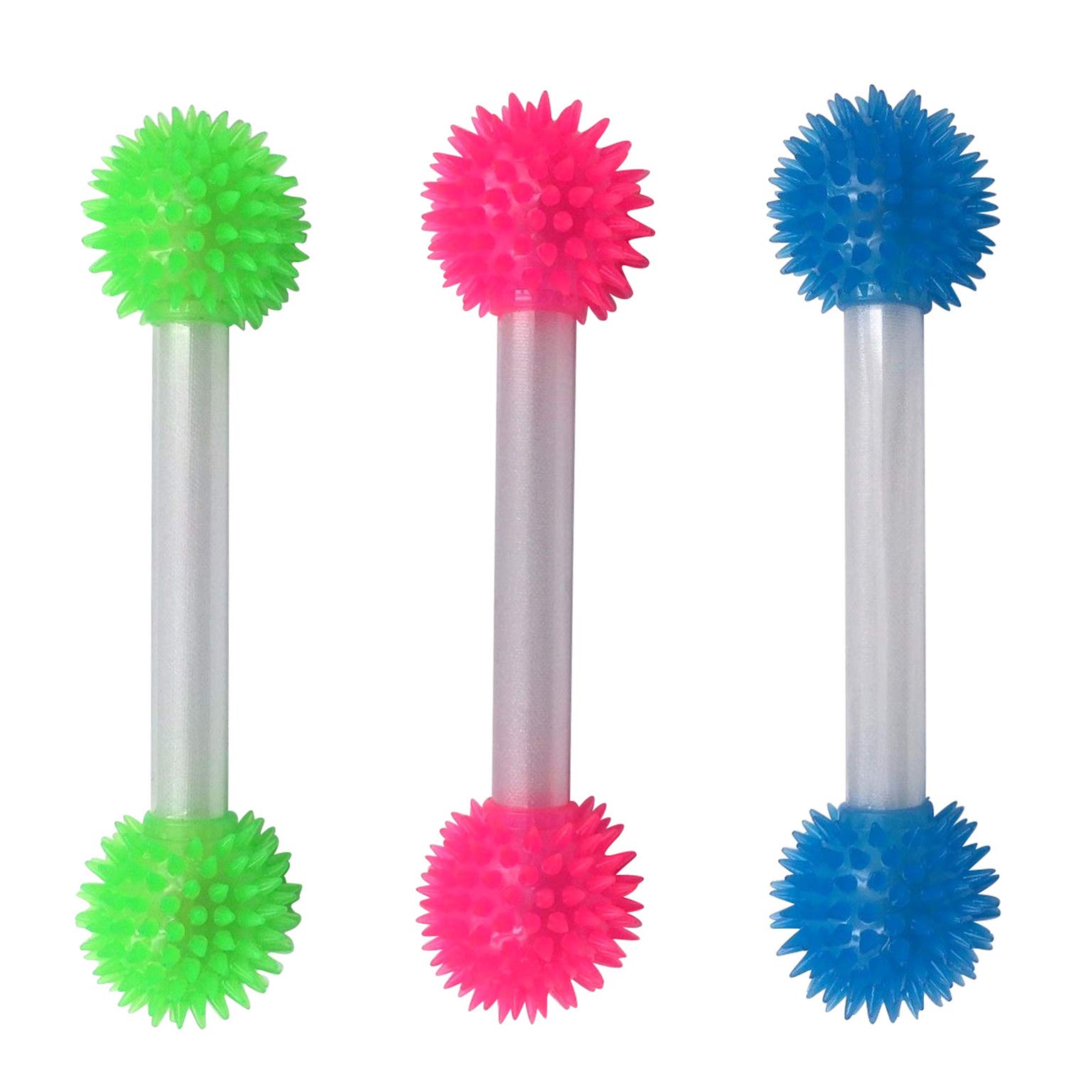 Playlearn Pack of 3 Double Spiky Light Up Batons LED Sensory Bouncing ...