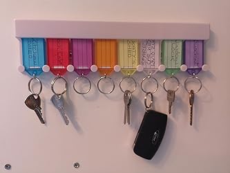 EG Homeware Wall Mounted Hanging Multi Key Rack Holder with Plastic ...