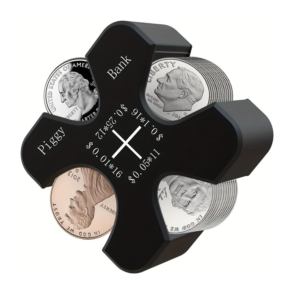 CSENASON Coin Holder 4 Dispensers,Black Plastic Coin Organizer,Easy to ...